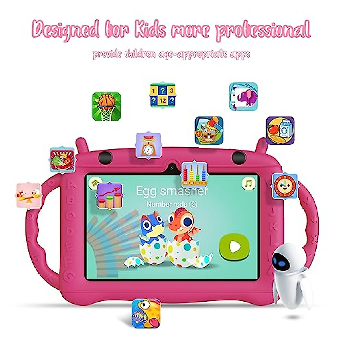Kids Tablets 7in Android 11 Tablet for Kids Age 3-12,Quad Core 2GB RAM 32GB ROM Toddler Tablet with Shock-proof Case,Parental Control, Pre-installed Kids Educational APP,HD Screen,Dual Camera(Red)