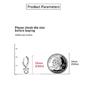 Small Mouse Dangle Hoop Earrings for Women Girls 925 Sterling Silver Cubic Zirconia Charm Animal Mice Huggie Sleeper Hoops Cartilage Hypoallergenic for Sensitive Ear Jewelry (Clear CZ)