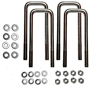 Square U-Bolt, Stainless Steel Square U-Bolt Boat Trailer Ubolts with washers and Nuts, U-Bolts for Sailboat Trailer, Automobiles Trailer Replacement Parts, 4 Pack (D-1/2-13 X W 2-1/16" X L 6-3/4")