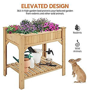 Yaheetech Raised Garden Bed 8 Pocket Herb Garden Planter Vegetable Standing Planters Boxes with Grow Grid Outdoor 36x25x37 Inch