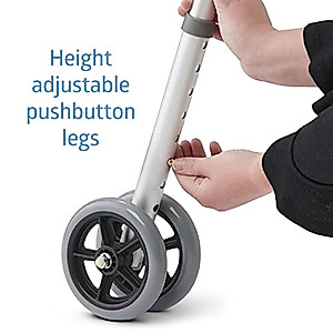 Medline Upright Walker with 5” Dual Wheels, Forearm Walker with Armrests, Height Adjustable, 300lb Weight Capacity