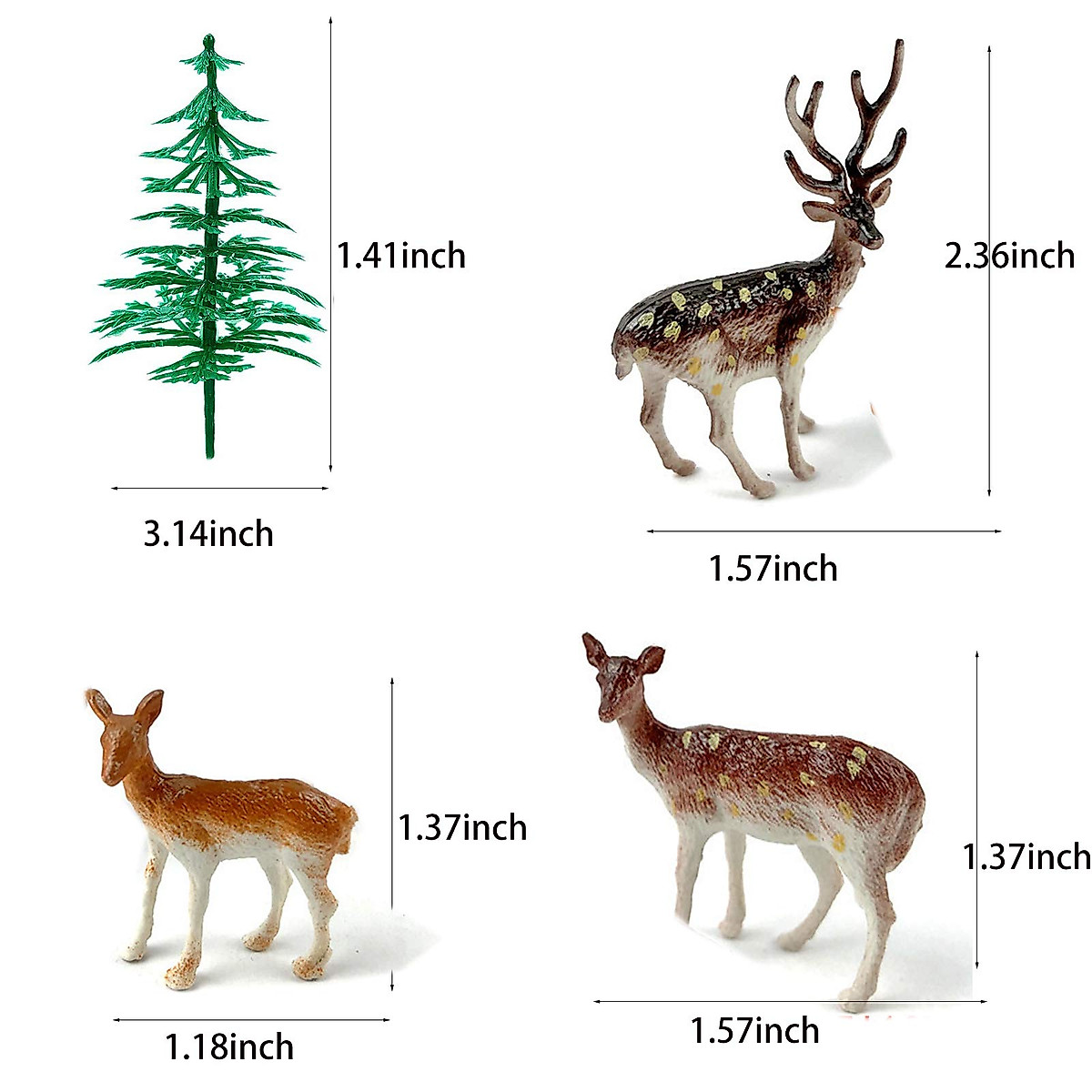 13 Pcs Tree Deer Figurines Forest Woodland Theme Cake Topper Tree Deer Cake Decorations for Christmas Cake Topper Decoration