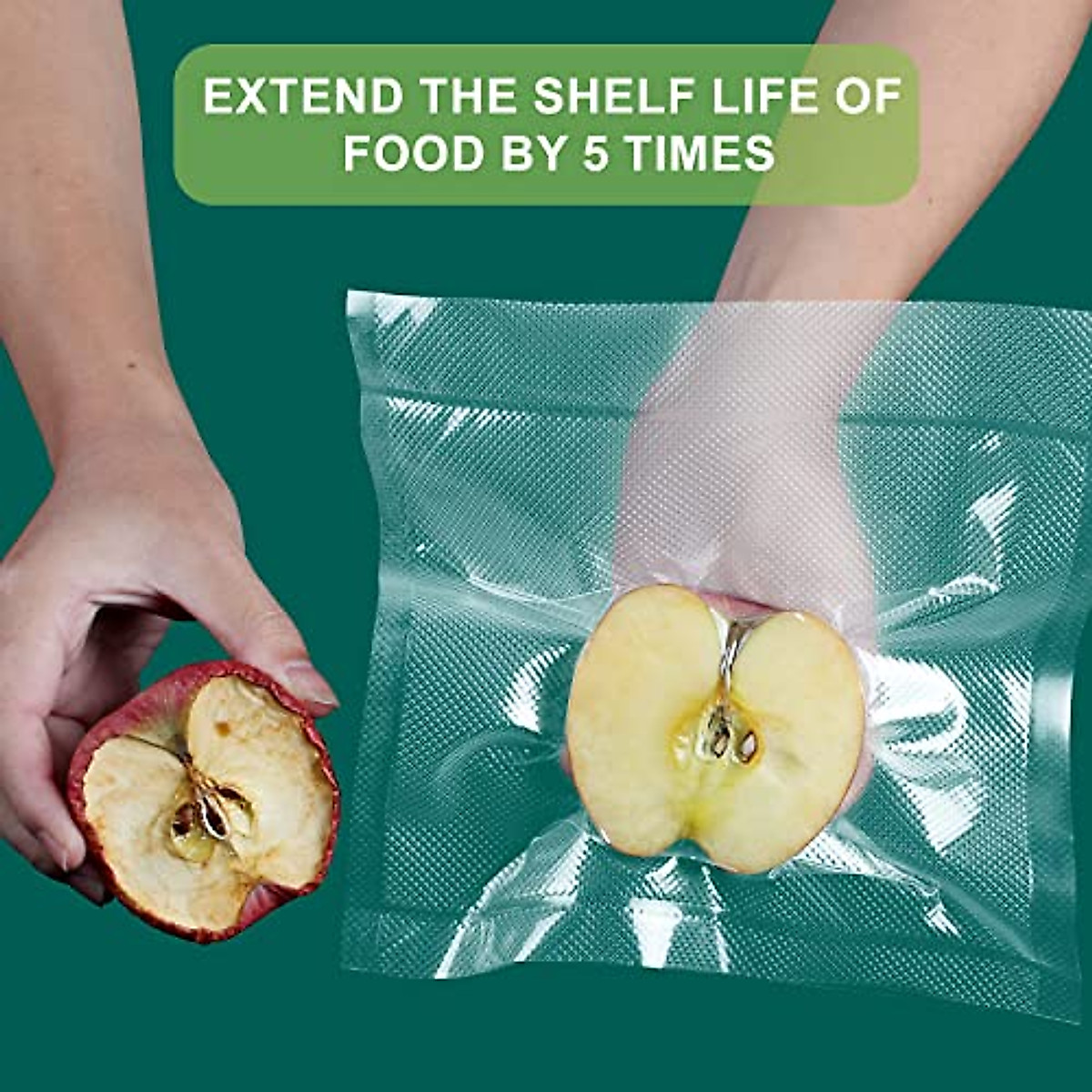 Vacuum Sealer Bags 8" x 12" for Food Saver Bags Rolls, Vacuum Seal Bags for Foodsaver, Seal a Meal, Great for VAC Freezer and Sous Vide BPA Free, Pre-cut 100 pcs