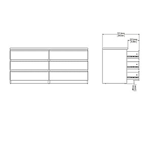 Pemberly Row Modern Contemporary 6 Drawer Wide Double Bedroom Dresser in Black Woodgrain