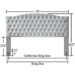 Furpopup Frosted Velvet Upholstered Headboard King/Cal King Size Latest Model Wall Mount, Bed Frame Mount, Featuring High-Density Sponge Padding, Luxury Texture Easy Assembly and Style-Light Gray