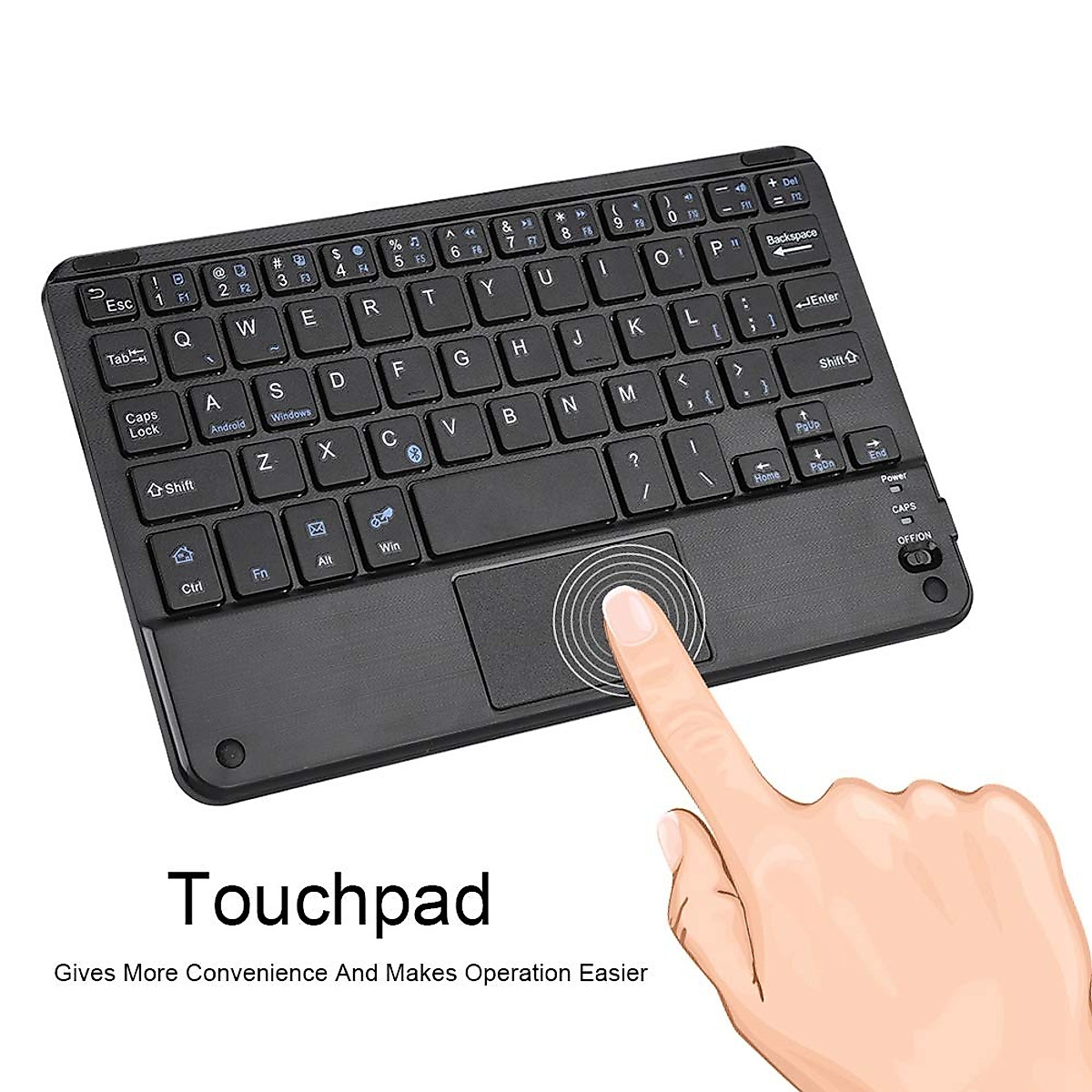 Serounder 7 Inch Ultra Slim Wireless Touchpad Scissors Feet Design Bluetooth Touchpad Keyboard for Android/for Windows Systems