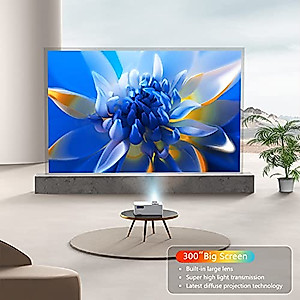 5G WiFi Bluetooth Native 1080P Projector, Roconia 12000LM Full HD Movie Projector, 300" Display Support 4k Home Theater,Compatible with iOS/Android/XBox/PS4/TV Stick/HDMI/USB (White)