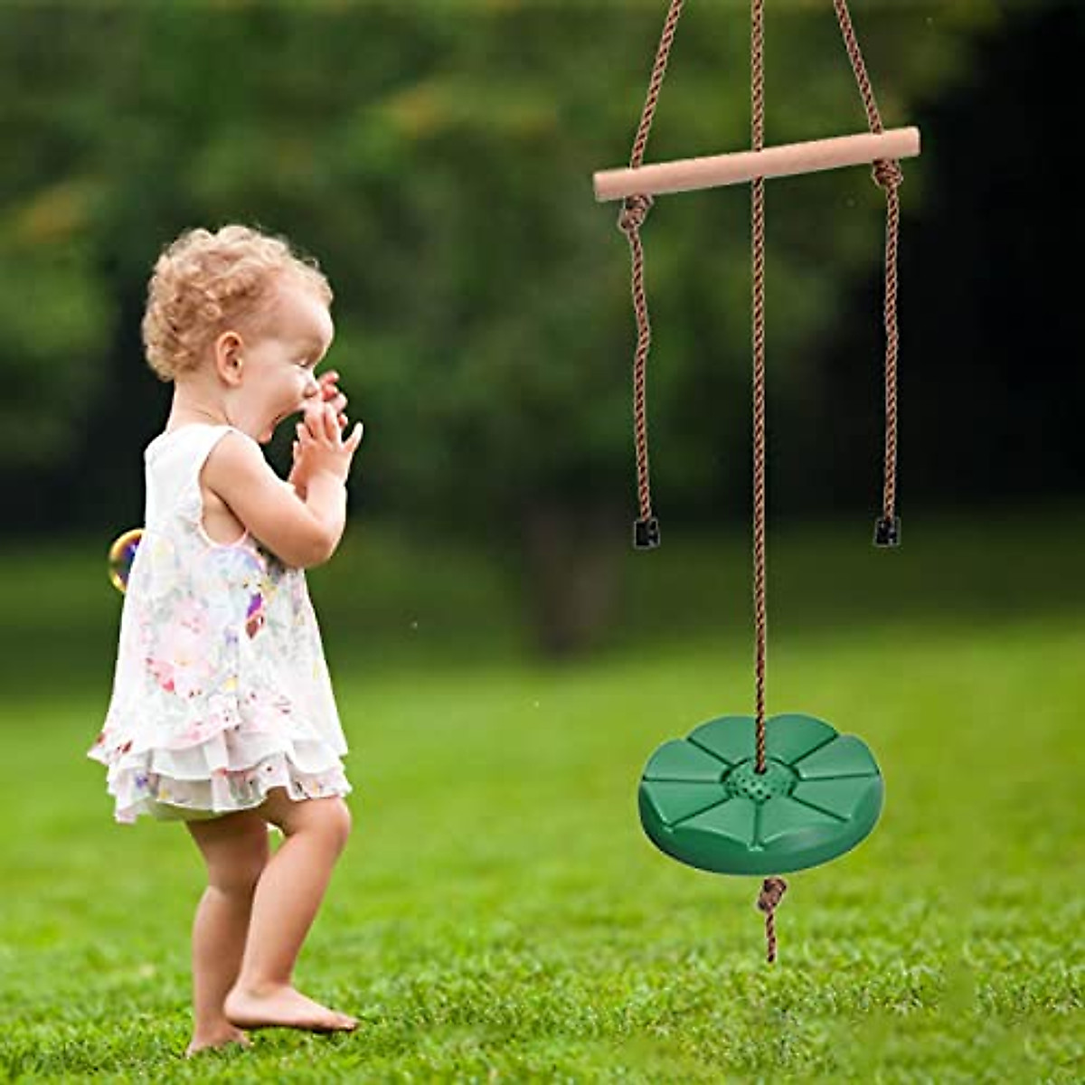 Disc Swing for Kids, Monkey Bar Disc Swing, Disk Swing Seat with Adjustable Rope, Carabiner and Strap, Replacement Swing for Swing Set for Backyard, Tree, Zipline Yuab
