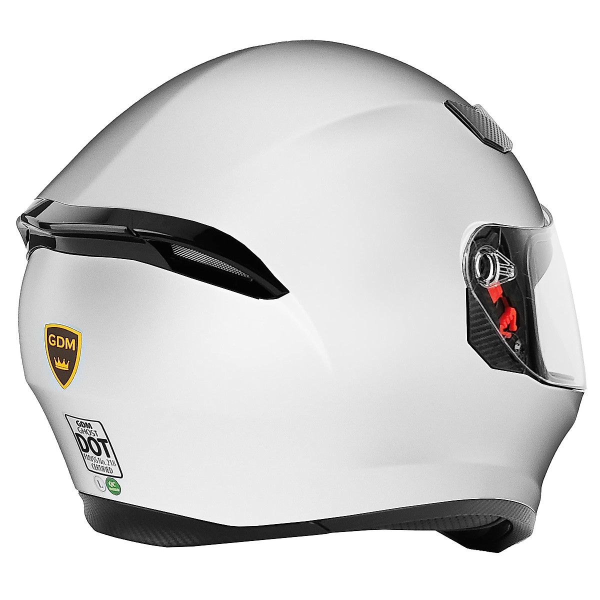 GDM Ghost Full Face Motorcycle Helmet with Clear and Gold Shields (Pearl White, Medium)