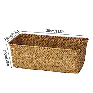 DLOETT Hand Woven Storage Basket Desktop Storage Box Grocery Storage Box Cosmetic Container Storage Box