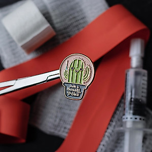 Just A Small Poke Cactus Enamel Badge Reel Pin | Cute Phlebotomy Nurse Doctor Healthcare Medical Gift