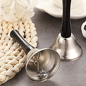 24 Pieces Hand Bells Steel Service Handbells Black Wooden Handle Diatonic Metal Bells Musical Percussion (Silver)