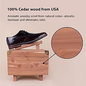 FootFitter Grand Cedar Wood Storage Box & Shoe Valet - Storage Box for Shoe Care Tools & Shoe Polishing