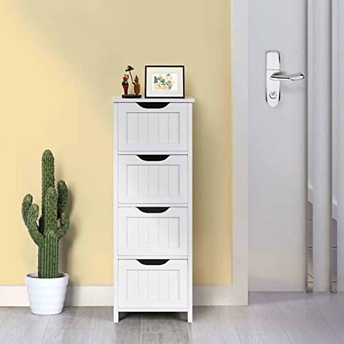 Nightstand Bedside Table Drawer Cabinet Floor Bathroom Cabinet 4 Drawers Dresser Chest Drawer Bedroom Storage Organizer Storage Cabinet Large Storage Spac Space Saving Easy Assemble Storage Tower Dres