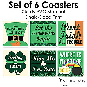 Big Dot of Happiness St. Patrick’s Day - Funny Saint Patty’s Day Party Decorations - Drink Coasters - Set of 6