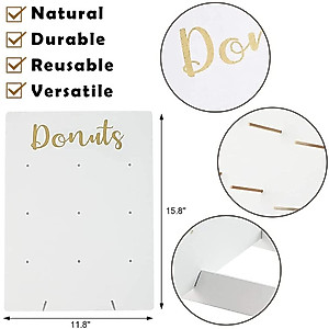 OWOYDOJ Donut Stand for Party, Donut Wall Holders for Table, Reusable Wood Doughnut Pegboard for Baby Showers, Bridal Shower, Birthday, Wedding, Holds 9 Doughnuts