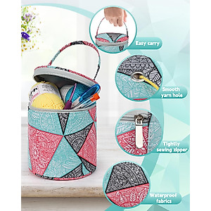 Coopay Small Yarn Storage Bag, Mini Knitting Bag Yarns Drum Case for Carry Yarn Ball, Crochet Kits, Knitting Supplies and Sewing Accessories, for Beginner, Crocheter and Crafter, Blue