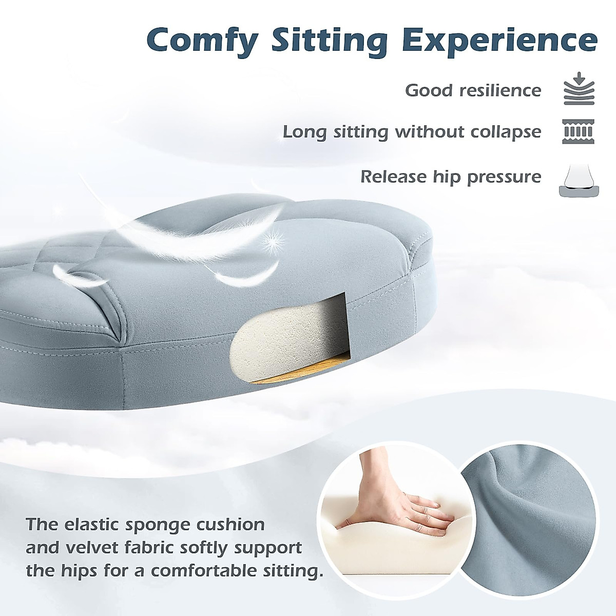 SEATZONE Beige Home Office Desk Chairs with Wheels and Flip-up Armrests,Office Chair Comfortable Ergonomic Velvet Mesh Executive Computer Chairs for Adults and Teens