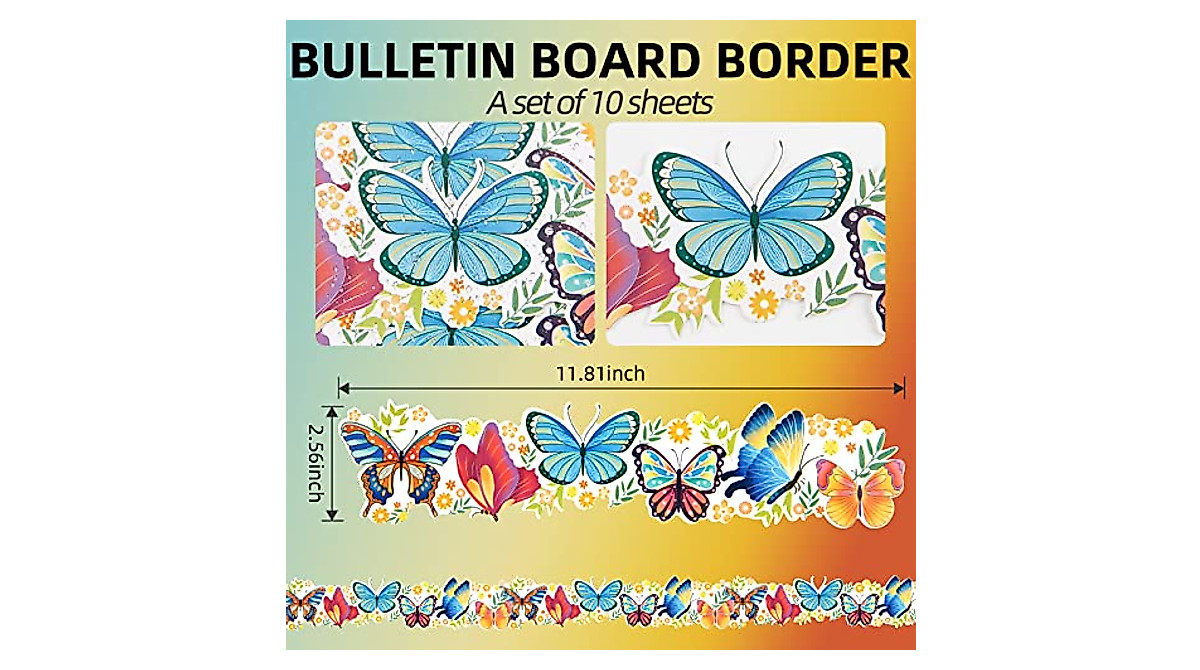 Colorful Butterfly Bulletin Board Border - 64 Ft Decor