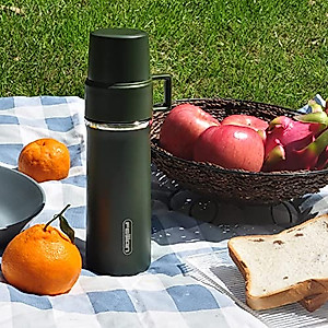 Insulated Water Bottle with Cup, 21 OZ Stainless Steel Water Bottle, Coffee Insulated Bottle with Handle, Double-Walled Thermal Water Bottle for Hot Drinks & Cold Drinks, Blue