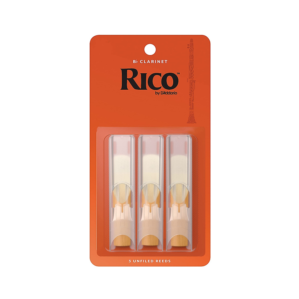 D'Addario Rico Bb Clarinet Reeds, Strength 2.5, Pack of 3
