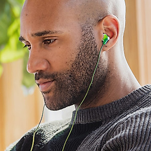 Panasonic ErgoFit Wired Earbuds, In-Ear Headphones with Dynamic Crystal-Clear Sound and Ergonomic Custom-Fit Earpieces (S/M/L), 3.5mm Jack for Phones and Laptops, No Mic - RP-HJE120-G (Green)