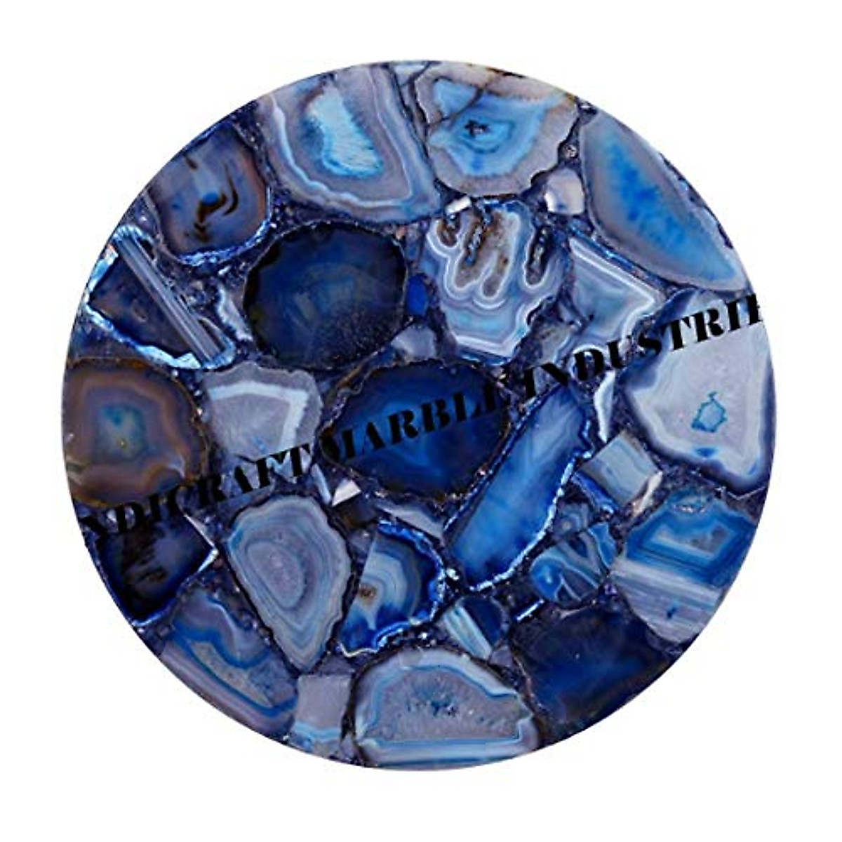 21" Inch Blue Agate Round Coffee Table Top, Agate Table, Stone Coffee Table, Agate Table Top, Agate Coffee Table, Agate Side Table Home Decor