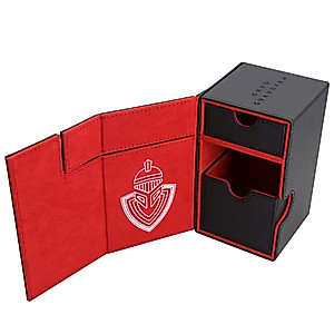 Card Guardian - Premium 100 Card Deck Box with Dice Compartment for Trading Card Games TCG (Black) Compatible with Magic the gathering (MTG), Commander Deck, Yugioh Deck Box, Sports Cards Binder