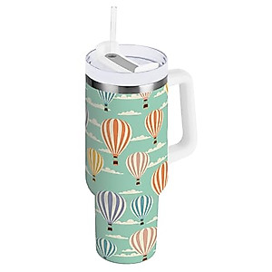 CIJEMAPW Retro Travel Insulated Tumblers Balloons 30 oz Water Bottles Travel Mug with Handle and Straw Lid Leakproof School Work Outdoor for Women & Men
