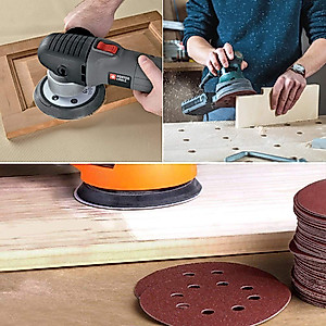 Viaky 80 Pcs 5 Inch 8 Holes Sanding Discs Pads Hook and Loop, Orbital Sander Replacement Pad, Round Sand Paper 40/60/100/120/180/240/320/400 Grits for Power Orbit Sanders