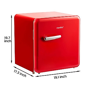 COMFEE' 1.6 Cubic Feet Solo Series Retro Refrigerator Sleek Appearance HIPS Interior, Energy Saving, Adjustable Legs & Retro Small Microwave Oven With Compact Size, 9 Preset Menus, Position-Memory