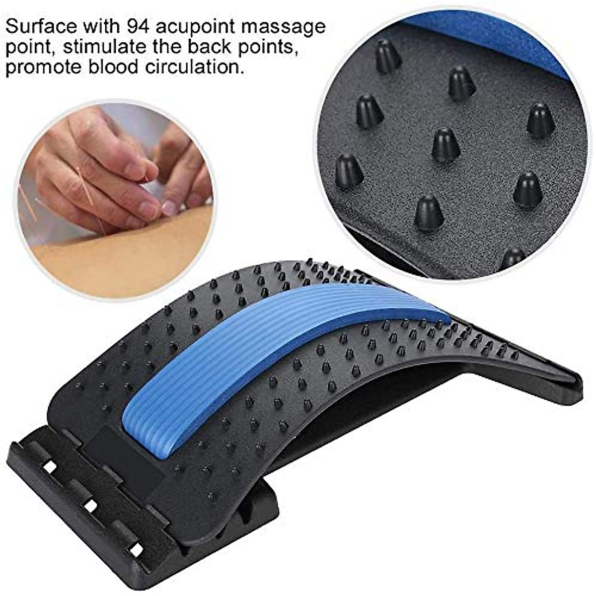 Back Stretcher for Pain Relief, Spine Aligner for Chair & Bed with Massager, Back Cracking Device, Lumbar Stretcher for Spinal Decompression, Scoliosis, Sciatica and Herniated Disc