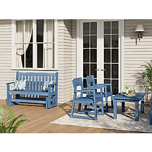 Stoog Patio Glider, 2-Person All-Weather HIPS Outdoor Glider Bench with 800 lbs Weight Capacity, Weatherproof Glider, Low Maintenance, Blue