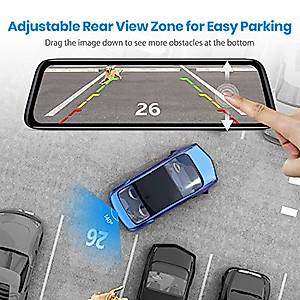 AUTO-VOX T9 OEM Look Rear View Mirror Backup Camera with Neat Wiring, 9.35''Full Touch Screen Stream Media Monitor with Back Up Camera System, 1080P Super Night Vision Reverse Camera for Car/Trucks