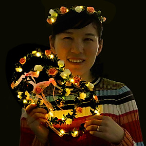Novelty Place 4Pcs Light Up Flower Crown Headbands - LED Floral Wreath Crown LED Hair Accessories for Girls, Women Wedding, Birthday, Festival Party