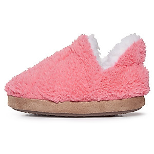 Lucky Brand Toddler Girls Sherpa Bedroom Slippers, Non Slip A-line House Shoes, Little Kids Indoor Slipper, Pink, Size 7-8