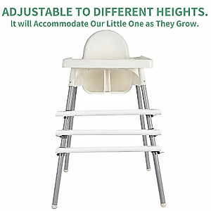 White High Chair Footrest Compatible with IKEA Antilop - 100% Non-Slip Adjustable Natural Wooden Foot Rest Compatible with Antilope Highchair Accessories Baby (1 Pack)