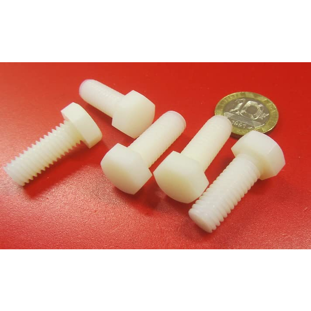 Natural Nylon Hex Head Bolts FT 3/8"-16 Thread x 1.00" Long 50 pcs