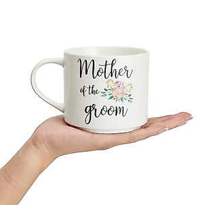 BLUE PANDA Coffee Mug Set of 2 for Future Mother in Law Gifts, Bride and Groom Wedding Supplies (White, 15 oz)