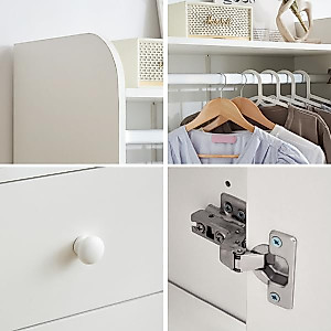 JASOYA Wardrobe Armoire Closet, Drawers and Shelves, Handles, Hanging Rod, for Bedroom ，White A