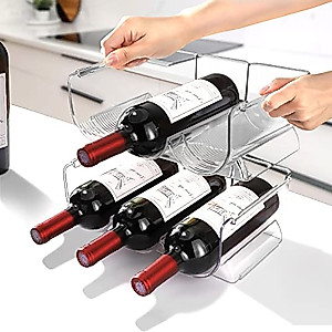 Nucookery Water Bottle Organizer 2 Pack Plastic Stackable Water Bottle Holder for Cabinet - Each Rack Hold 2 Container, Upgraded Anti-Skid Tumbler Organizer for Kitchen Countertop and Pantry Storage