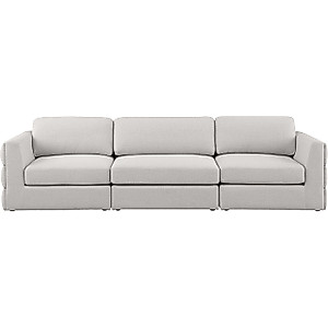 Meridian Furniture Beckham Collection Modern | Contemporary Linen Textured Polyester Modular Sofa, 114" Wide, Beige
