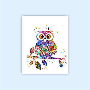 Dignovel Studios Unframed (Set of 4) 8X10 Baby Animals Watercolor Art Print Set Nursery Decor Zebra Owl Elephant Giraffe dnc8