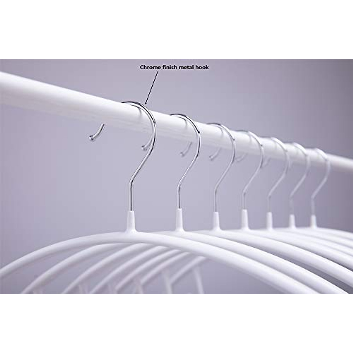 Cocomaya 16.5 Inch White No Shoulder Bumps No Mark Non-Slip Rubber Coated Contour Metal No Bumps Hanger, Sweater Hanger, T-Shirt Hanger Suit Hanger with Pants Bar Pack of 10 (White, 10)