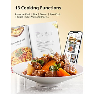 COMFEE’ Pressure Cooker 6 Quart with 13 Cooking Functions, Olla de Presion Non-Stick Pot Yogurt Maker Rice Cooker Slow Cooker Sauté Steamer, Healthy Ceramic Inner Pot