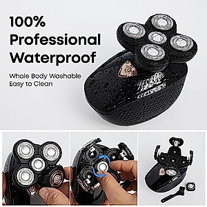 Pamasana Head Shavers for Bald Men, Electric Shavers for Bald Head Cordless, Bald Head Shavers, Electric Shaver, Rechargeable Rotary Shaver for Men, Waterproof Rotary Shaver Grooming Kit