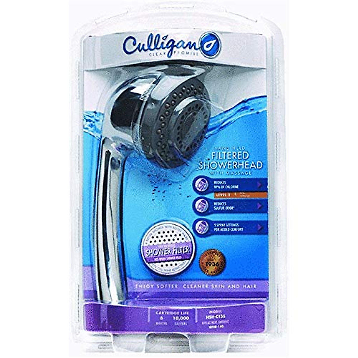 Culligan HSH-C135 Hand-Held Filtered Massage Showerhead, 10,000 Gallon, Chrome
