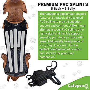 CATUPUNIS Dog Back Brace for Slipped Disc and Dog Arthritis Support, IVDD Dog Supplies, Dachshund Back Support, Back Brace for Dogs with Back Disease and IVDD [Includes 5 Dog Teeth Cleaning Wipes] (M)