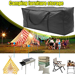 Mayhour Patio Cushion Storage Bag Extra Large, Outdoor Heavy Duty Waterproof Furniture Cushion Bags Cover Black with Zipper Handles for Garden Beach Picnic (48x18x20in)