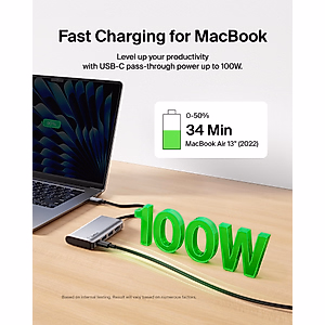 Belkin USB C Hub, 4-in-1 Multi-Port Laptop Dock with 4K HDMI, USB C Docking Station with 100 Watt Pass-Through Power Delivery, 2 X USB A Ports For MacBook Pro, Air, iPad Pro, Chromebook and More